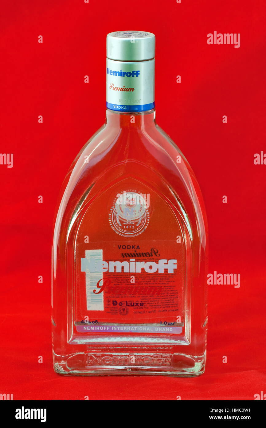 Kiev, Ukraine - April 30, 2012: Nemiroff Premium De Luxe vodka bottle ...