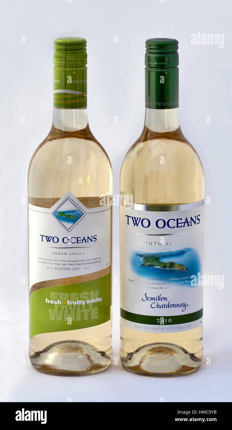 KIEV, UKRAINE - APRIL 30, 2012: Two bottles of South African Two Oceans ...