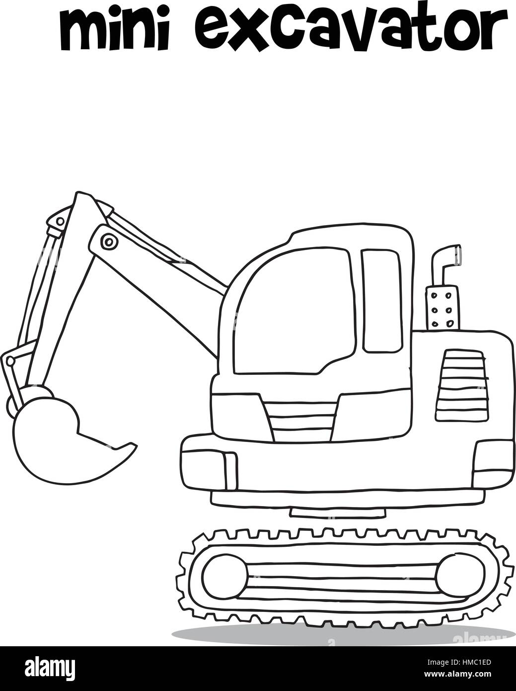 Hand draw of mini excavator Stock Vector Image & Art - Alamy