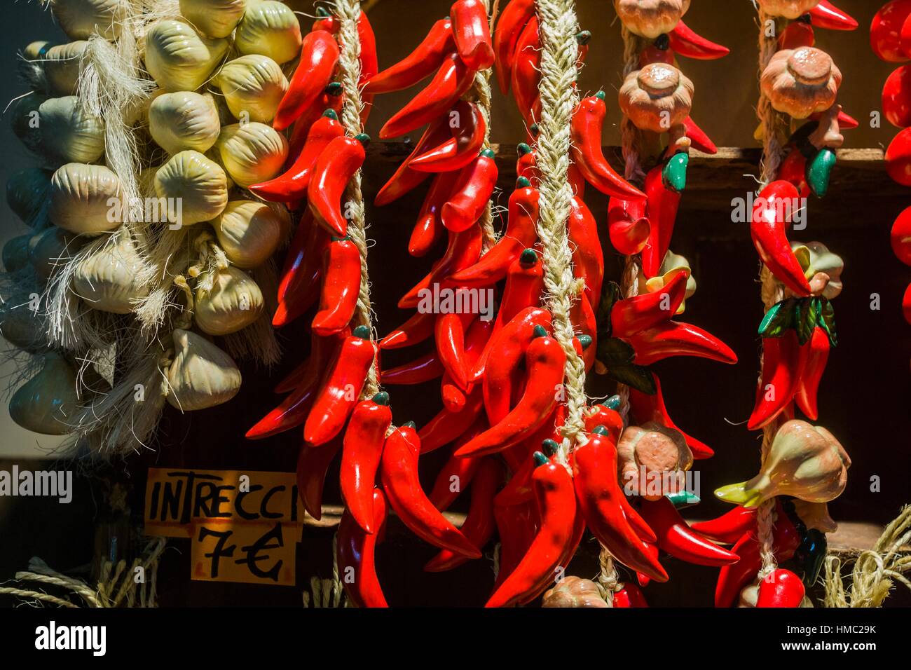 Typical souvenirs from Naples, Via (street) San Biagio dei Librai ...