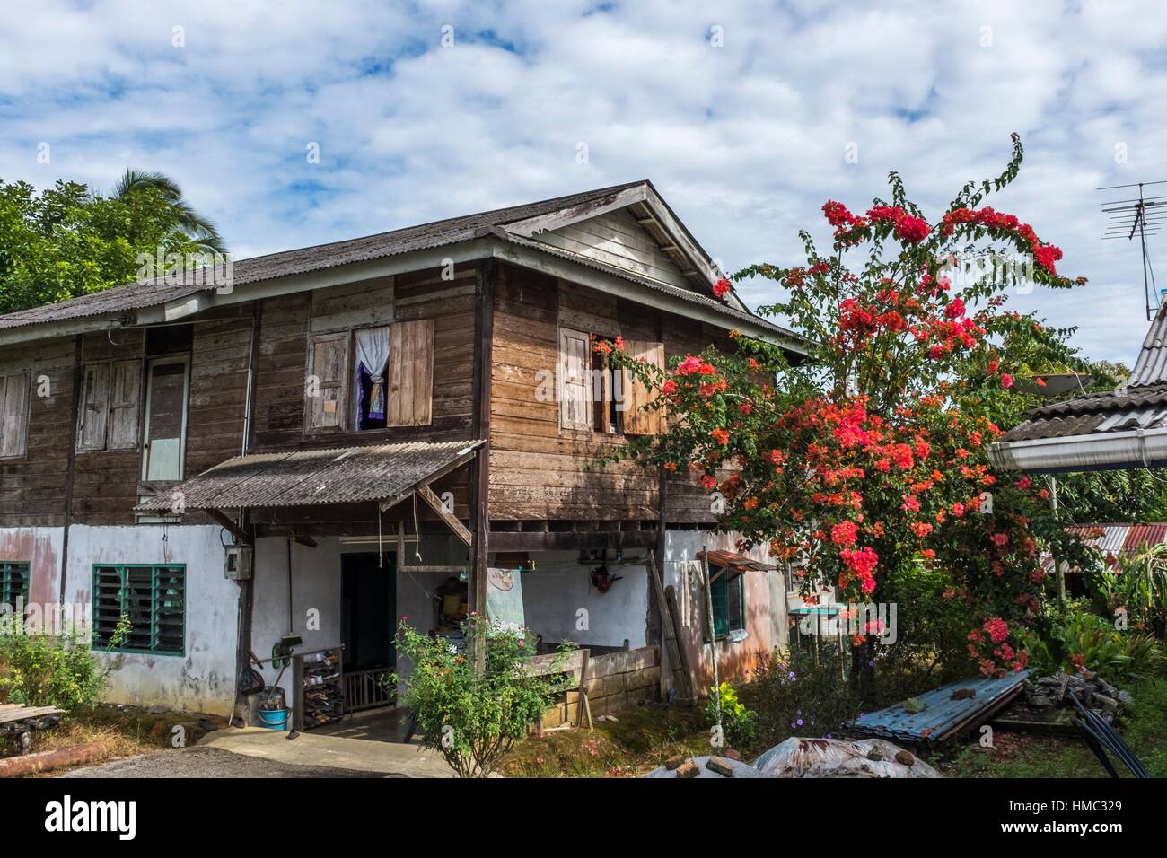 A Bidayuh house in Kampung Siburan, Serian, Sarawak, Malaysia Stock ...