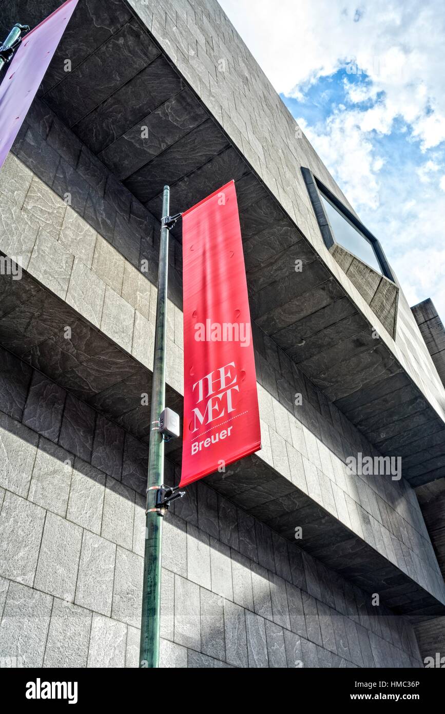 Banner in front of the new Met Breuer Building. The Metropolitan Museum ...