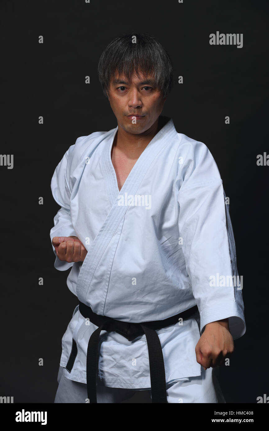 Japanese karate master training Stock Photo - Alamy