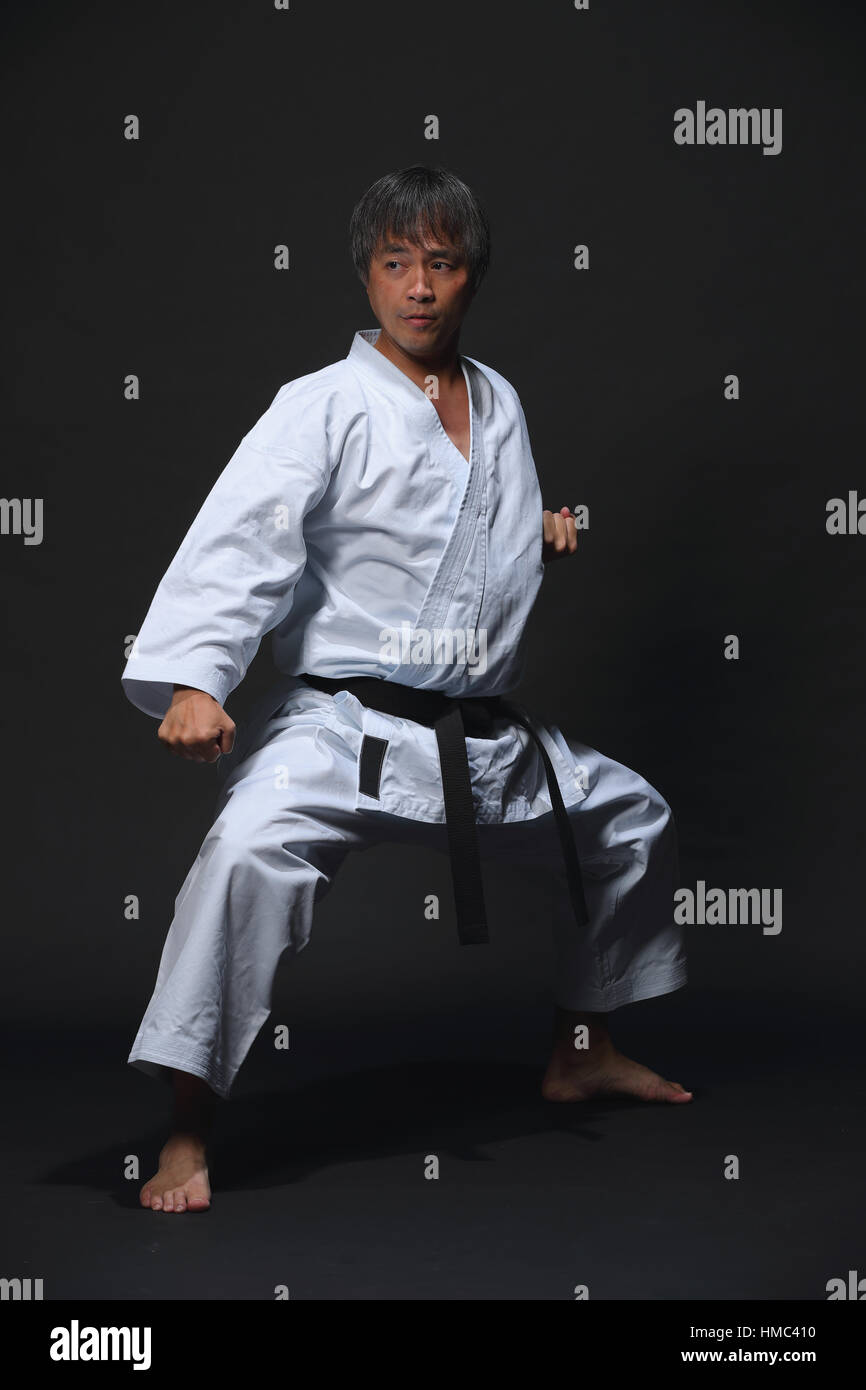 Japanese karate master training Stock Photo - Alamy