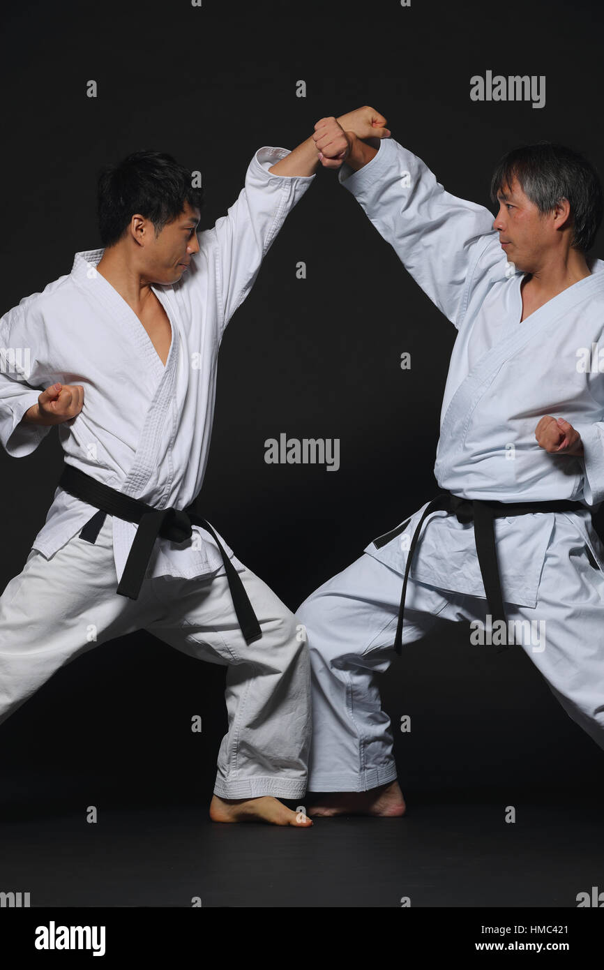 Japanese karate masters fighting Stock Photo - Alamy