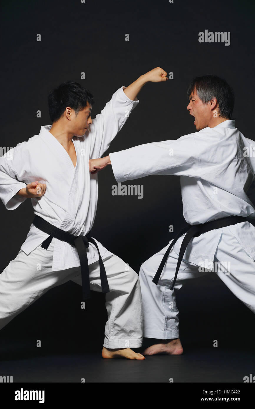 Japanese karate masters fighting Stock Photo - Alamy