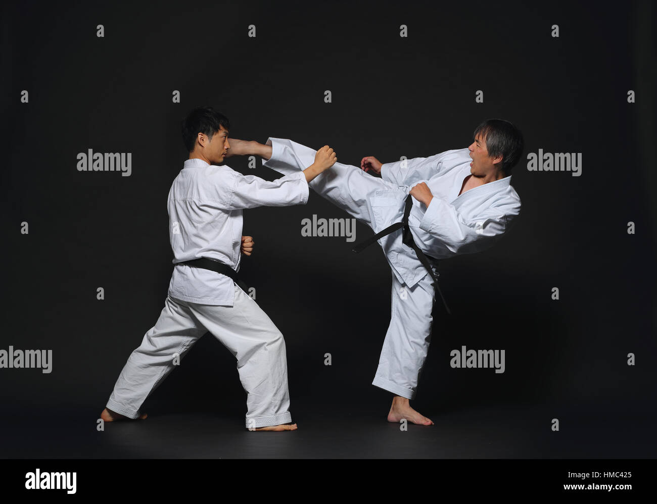 Japanese karate masters fighting Stock Photo - Alamy