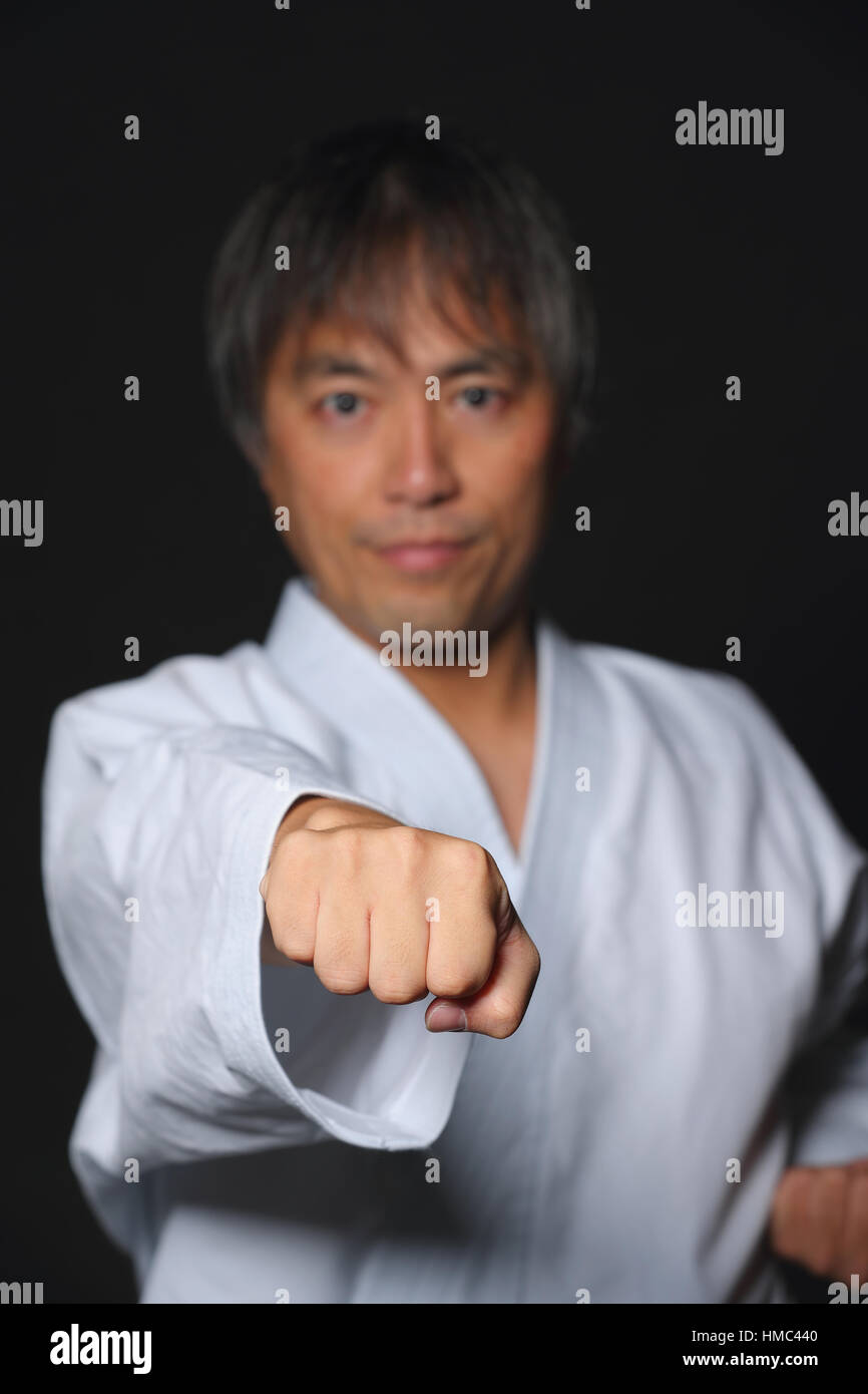 Japanese karate master training Stock Photo - Alamy