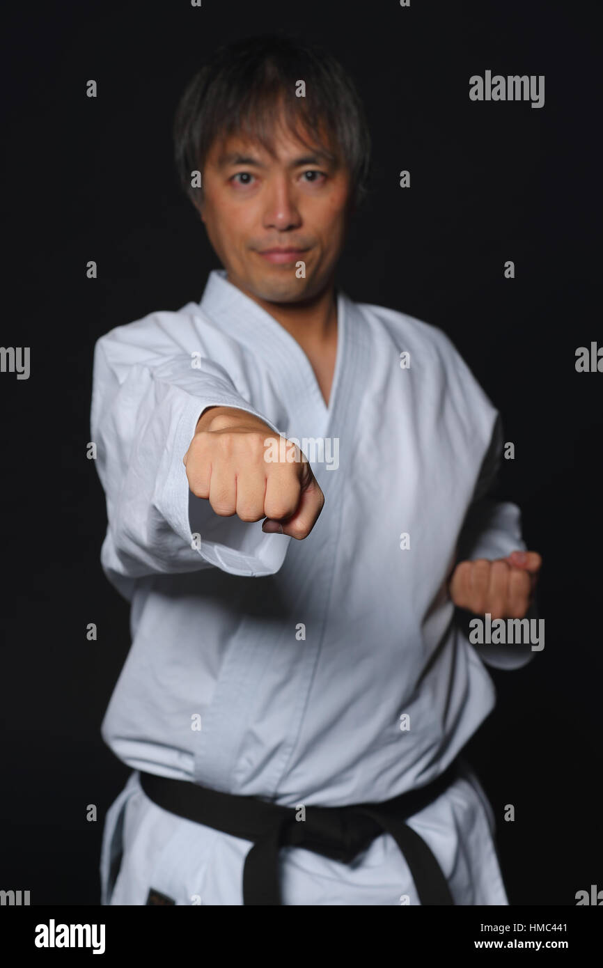 Japanese karate master training Stock Photo - Alamy