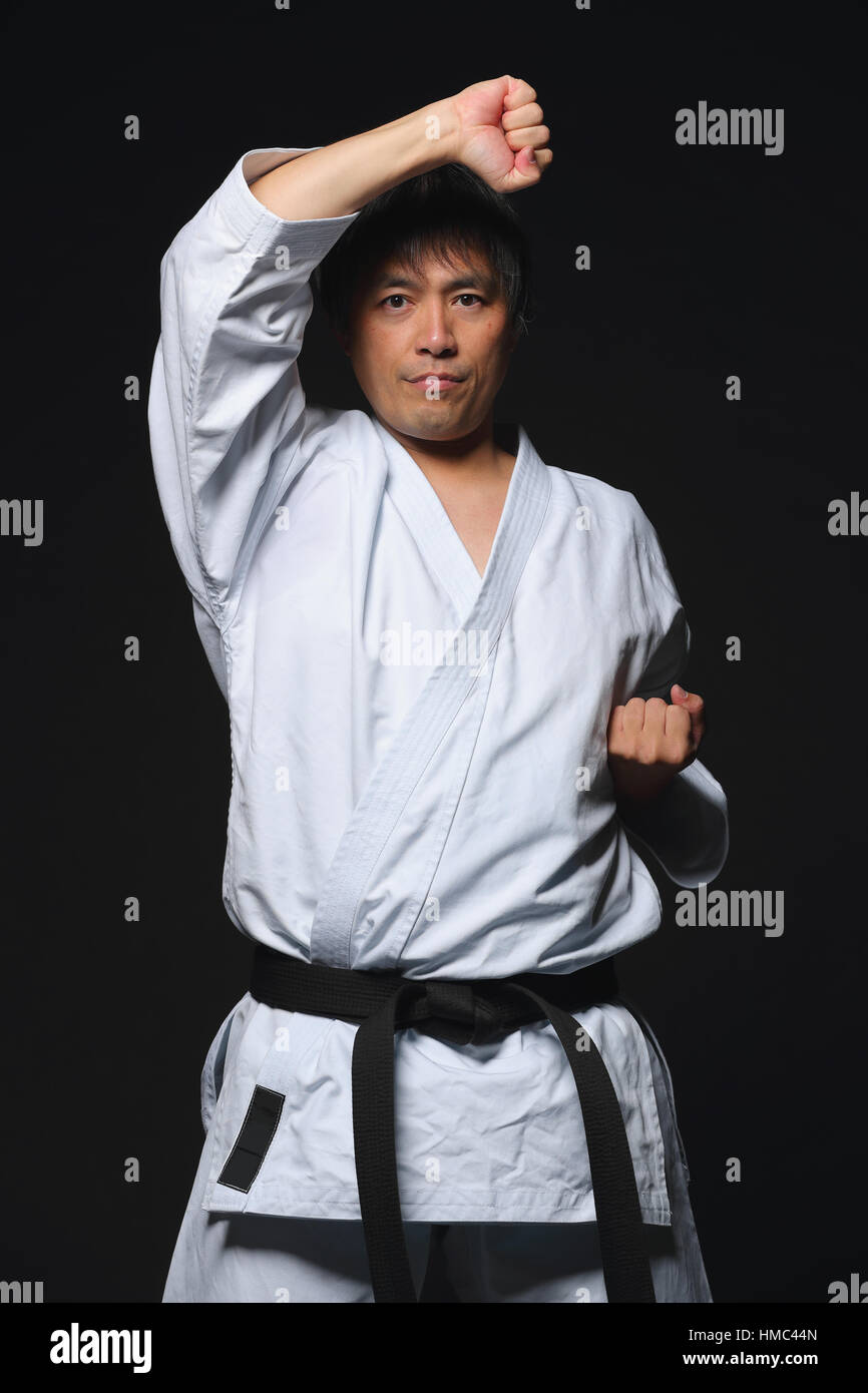 Japanese karate master training Stock Photo - Alamy