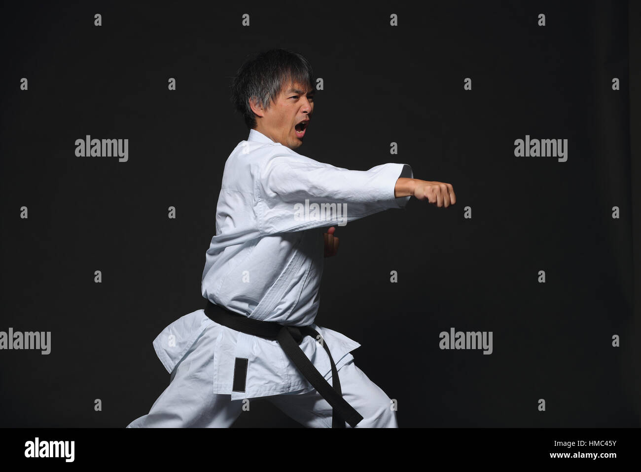 Japanese karate master training Stock Photo - Alamy