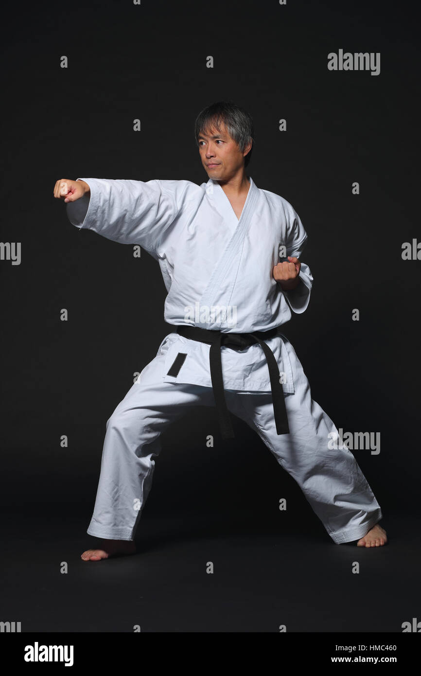 Japanese karate master training Stock Photo - Alamy