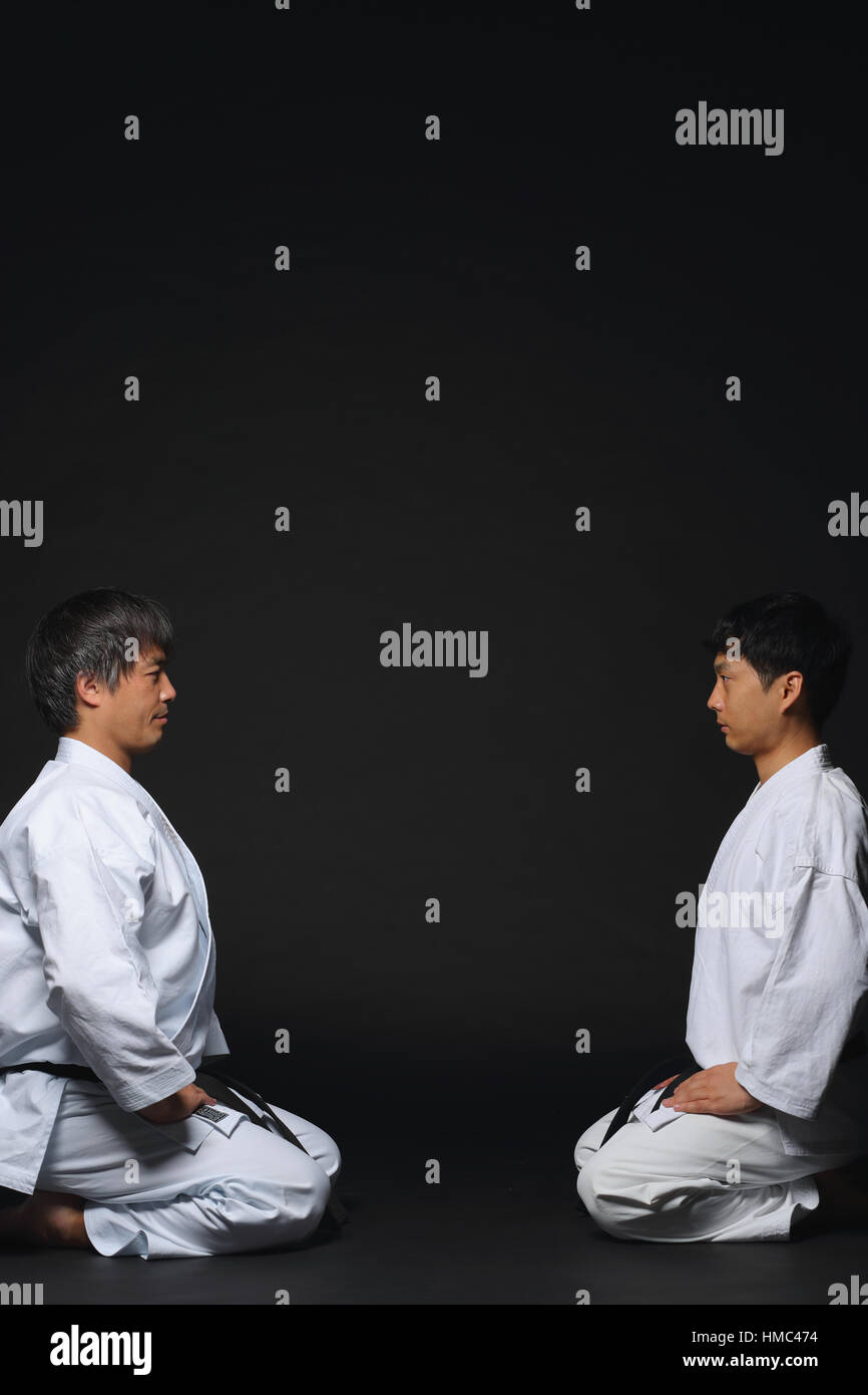 Japanese karate masters Stock Photo - Alamy