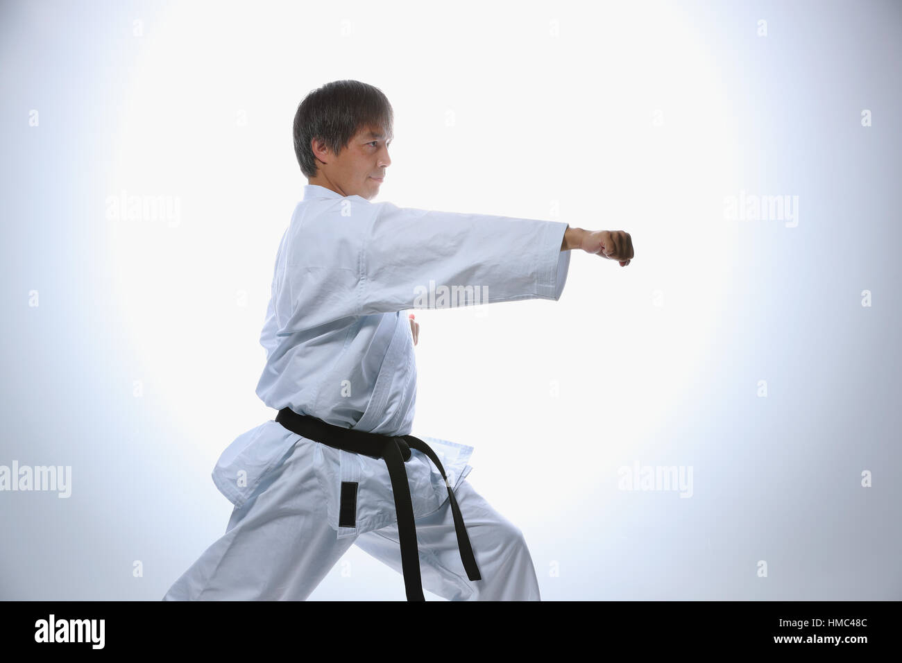 Japanese karate master training Stock Photo - Alamy