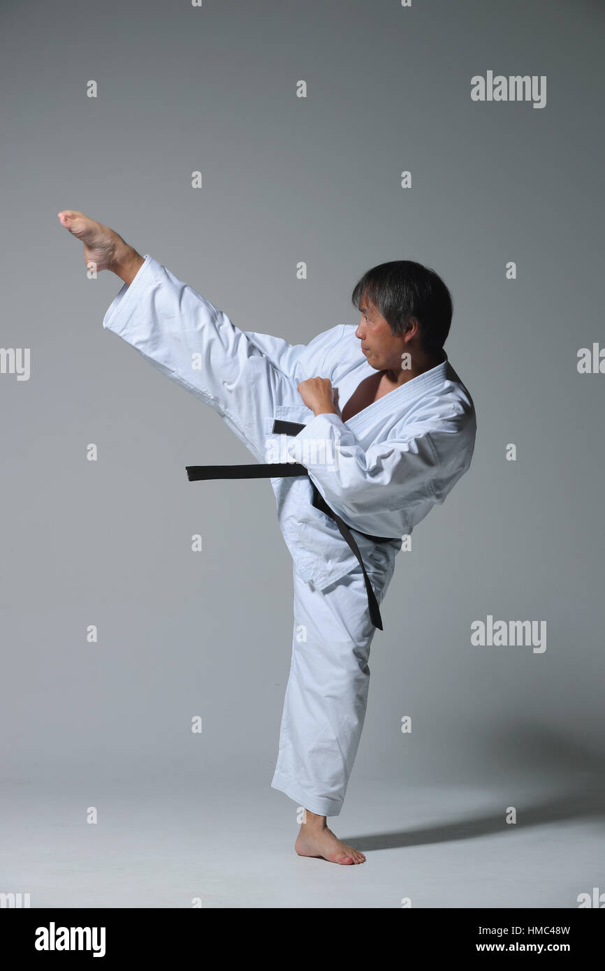 Japanese karate master training Stock Photo - Alamy