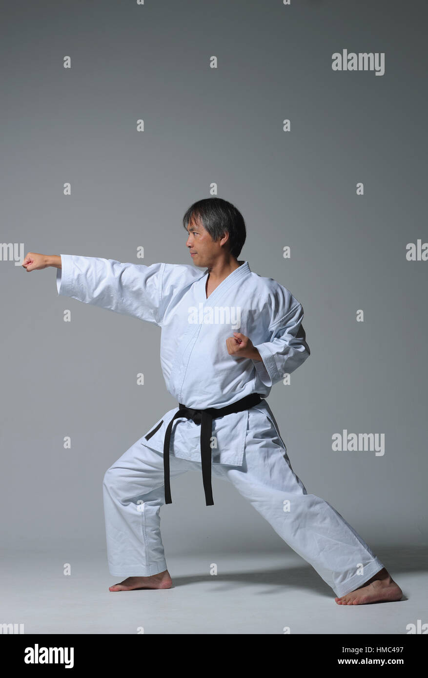 Japanese karate master training Stock Photo - Alamy