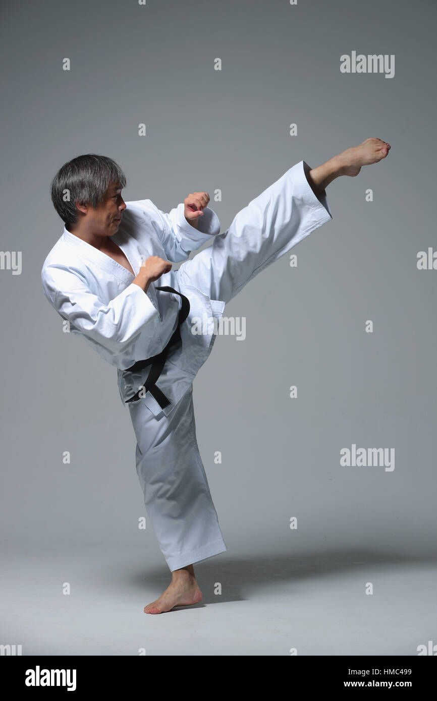 Japanese karate master training Stock Photo - Alamy