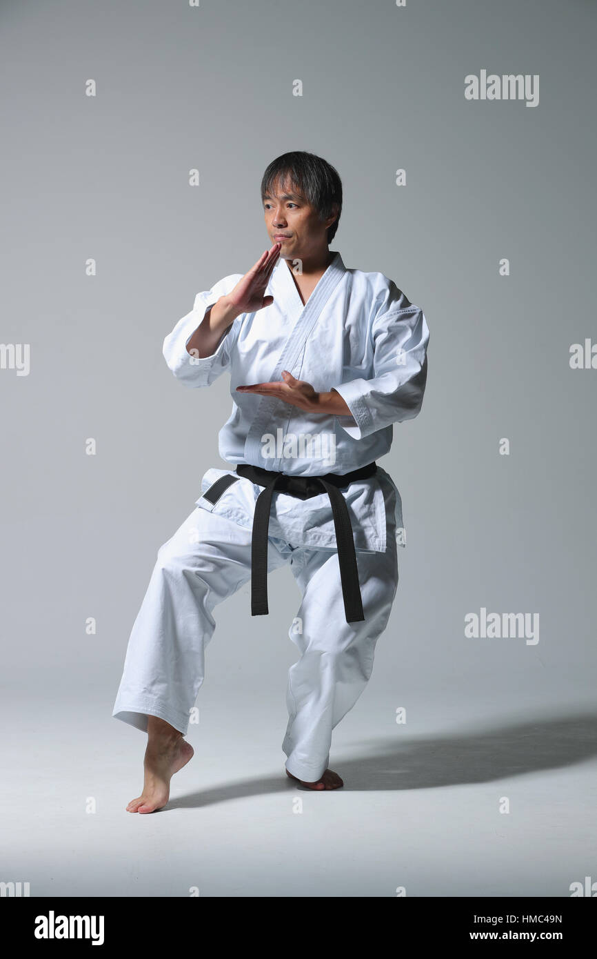 Japanese karate master training Stock Photo - Alamy
