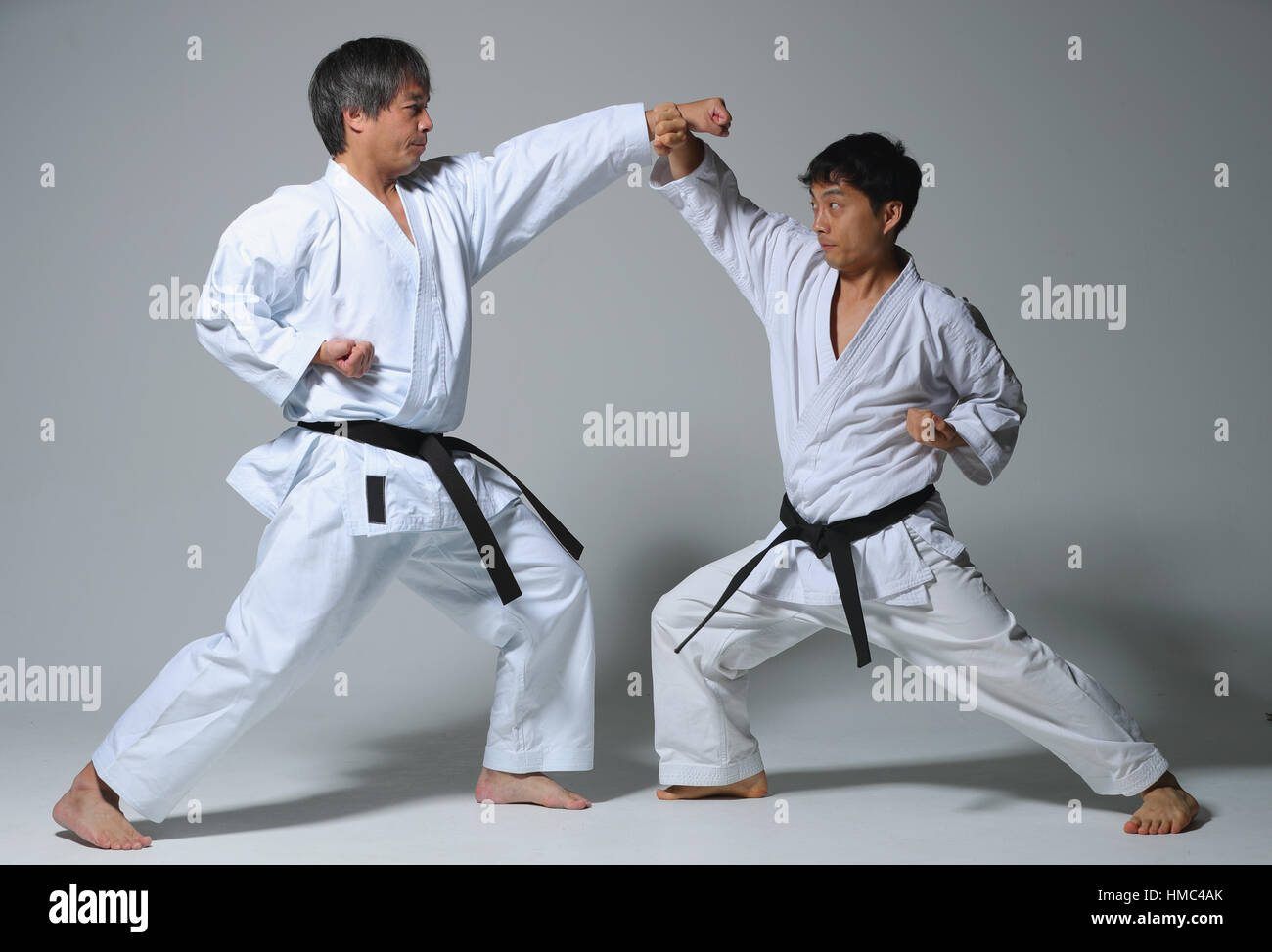Japanese karate masters fighting Stock Photo - Alamy
