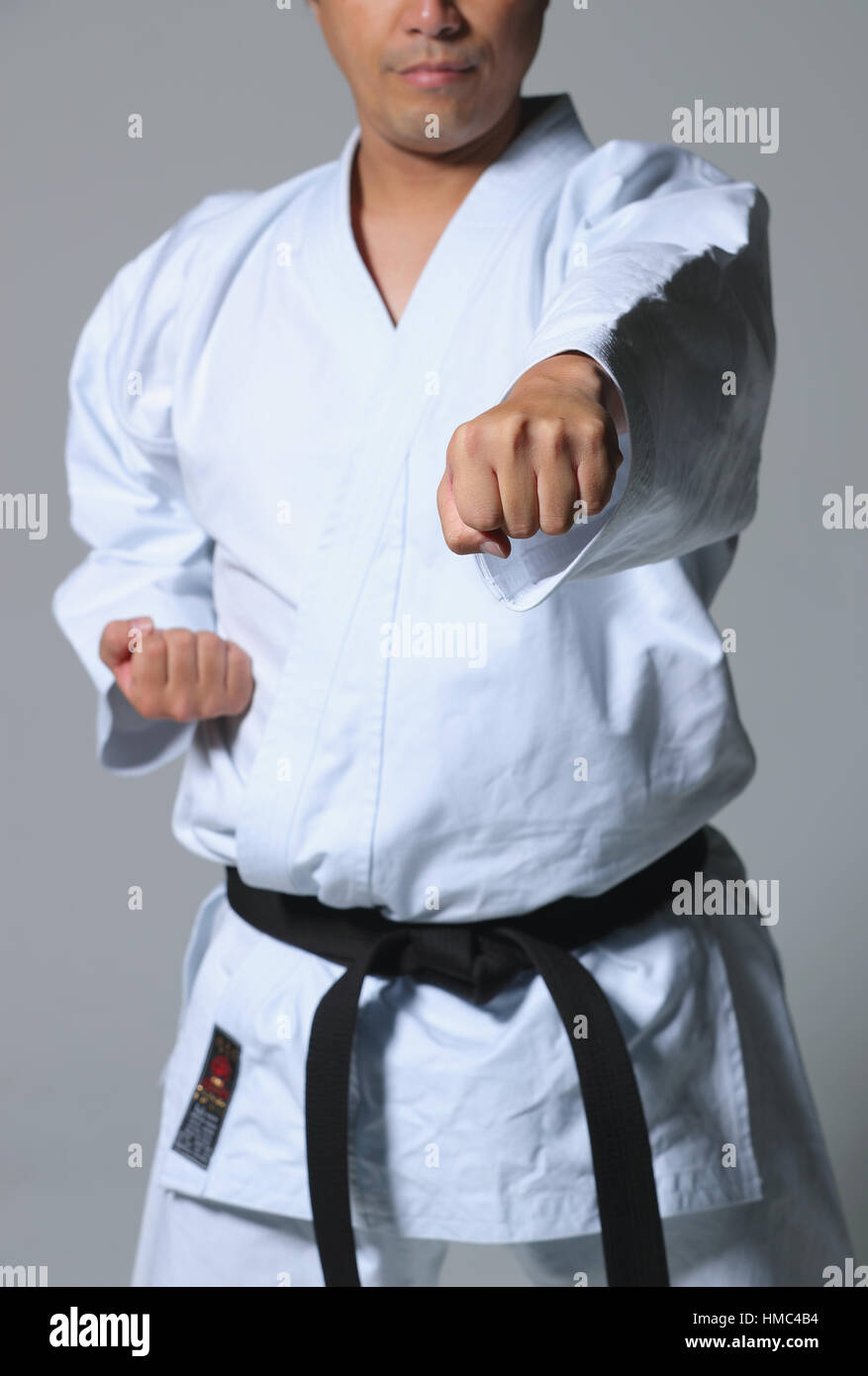 Japanese karate master training Stock Photo - Alamy