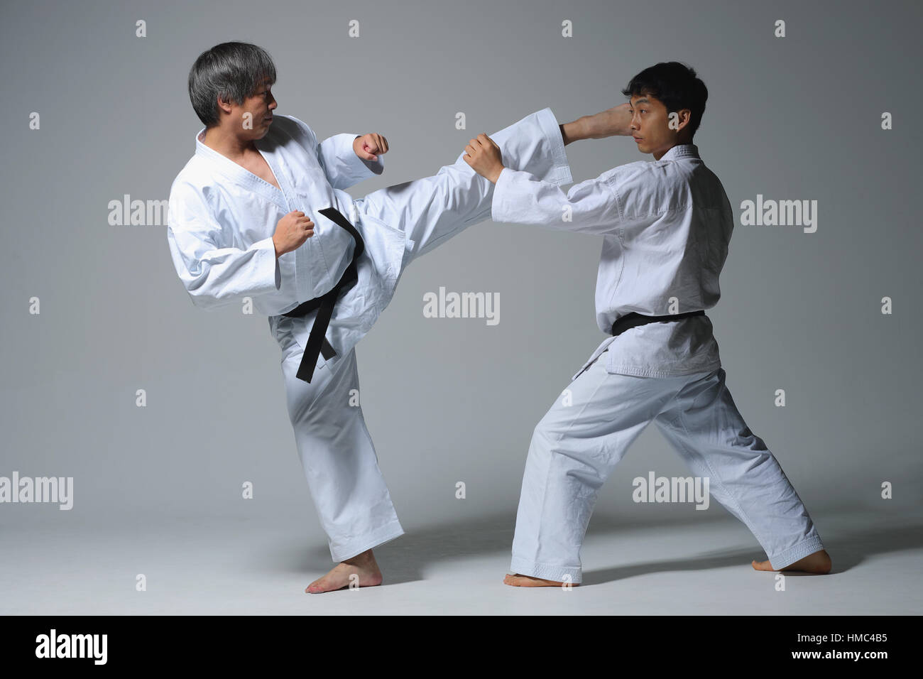 Japanese karate masters fighting Stock Photo - Alamy