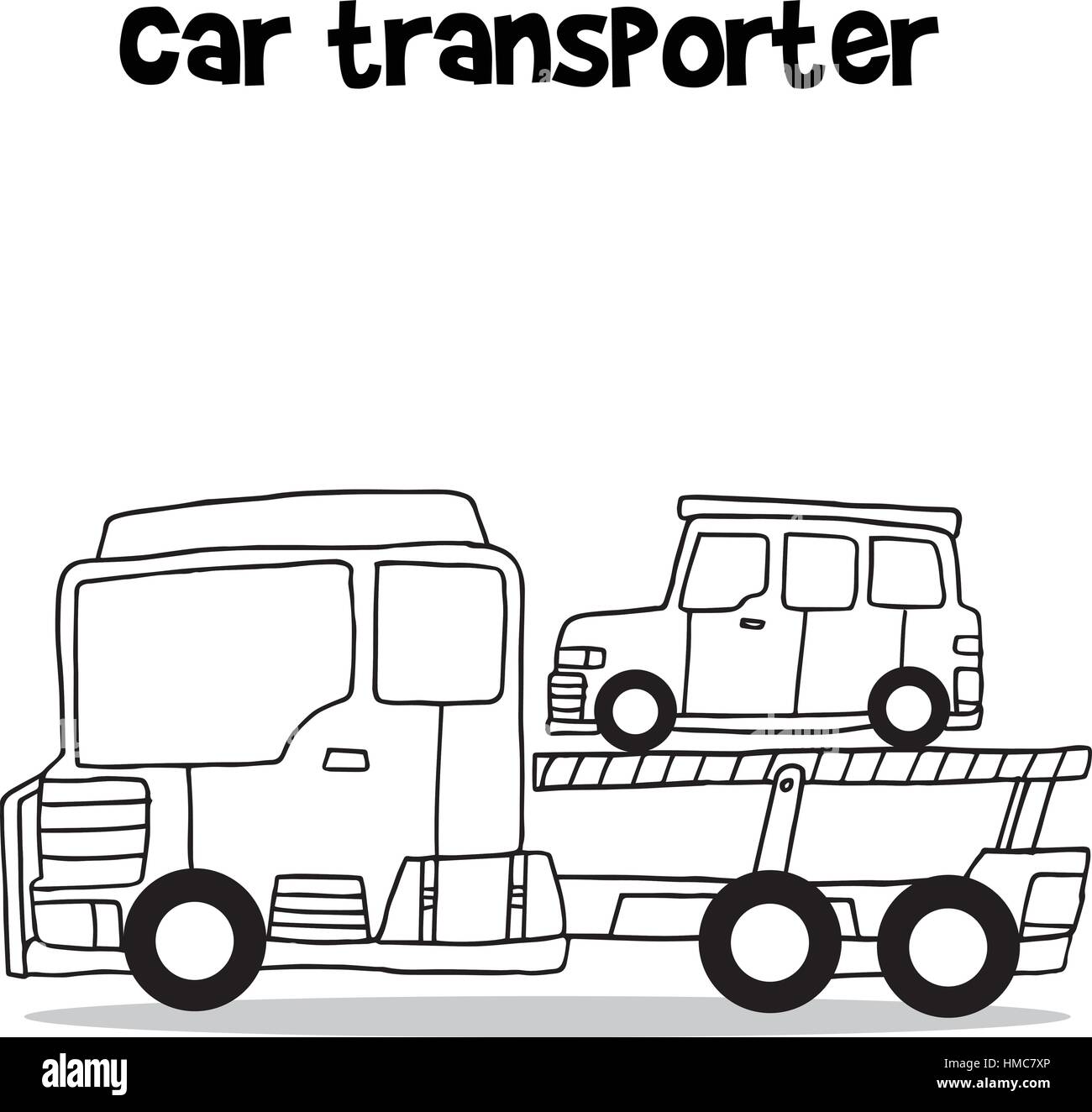 Illustration of car transporter vector hand draw Stock Vector Image ...