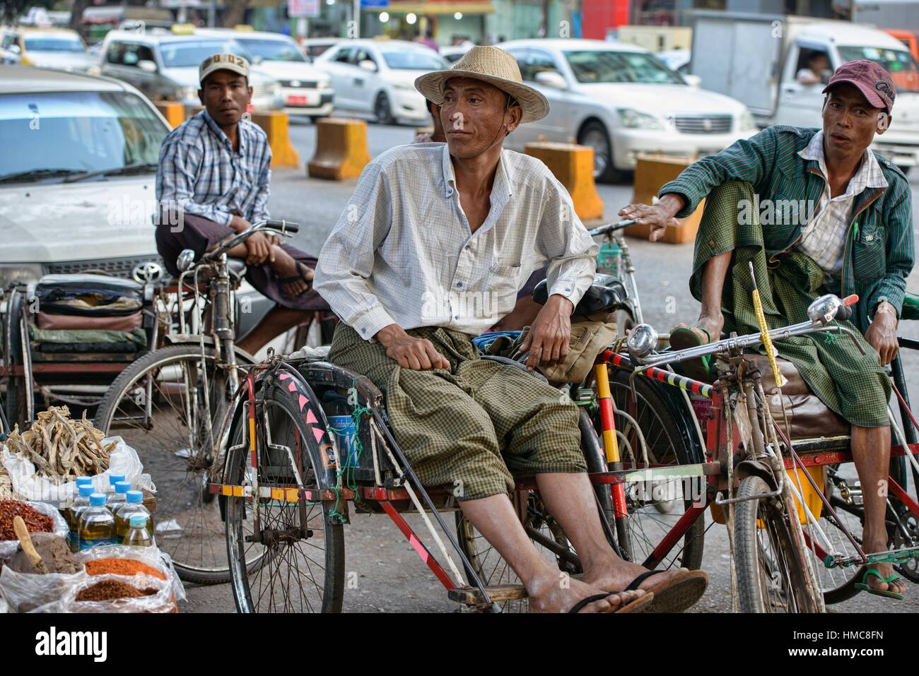 Bicycle rickshaw yangon myanmar hi-res stock photography and images - Alamy