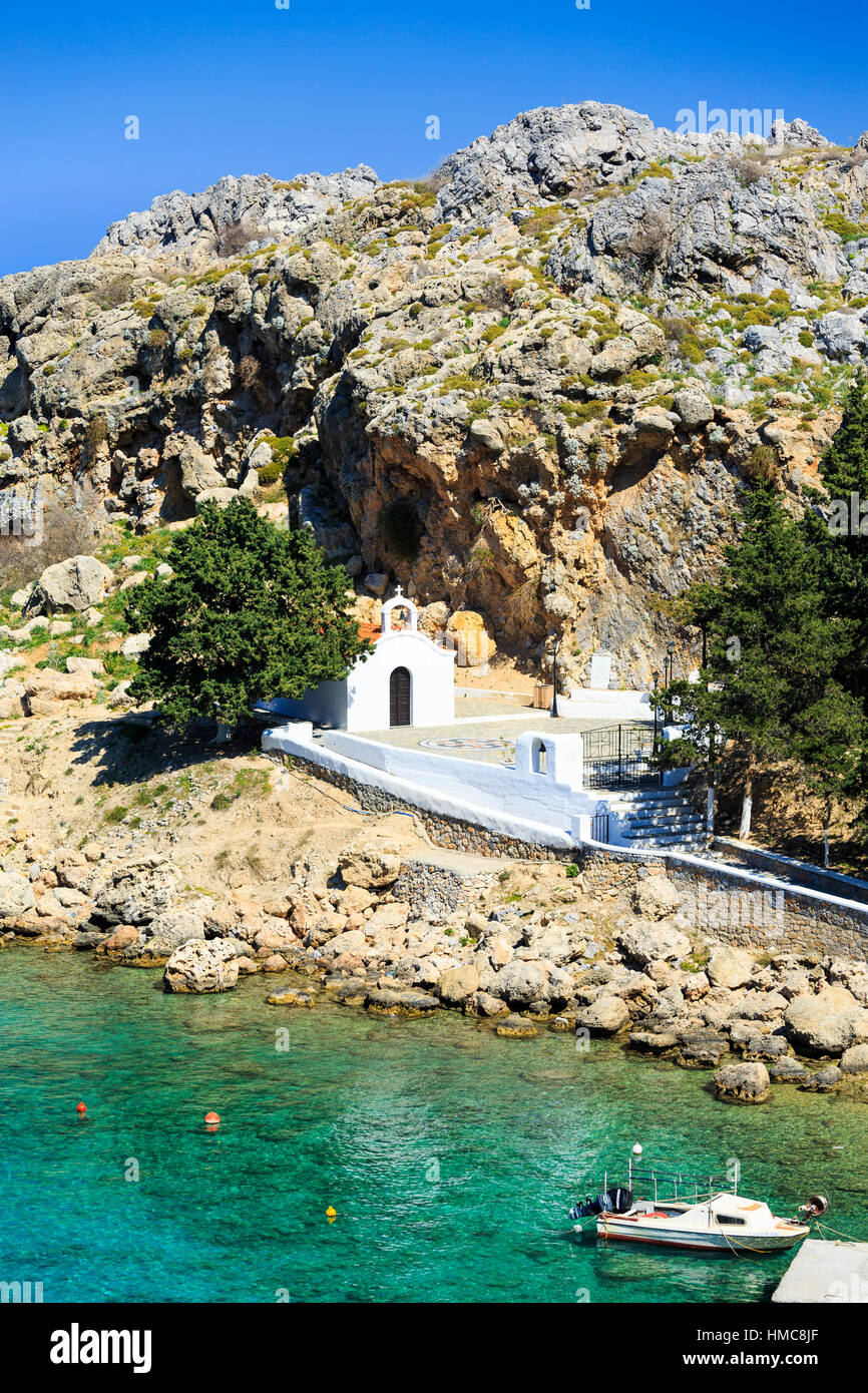 Church of Agios Pavlos, st pauls bay, lindos, rhodes, greece Stock ...