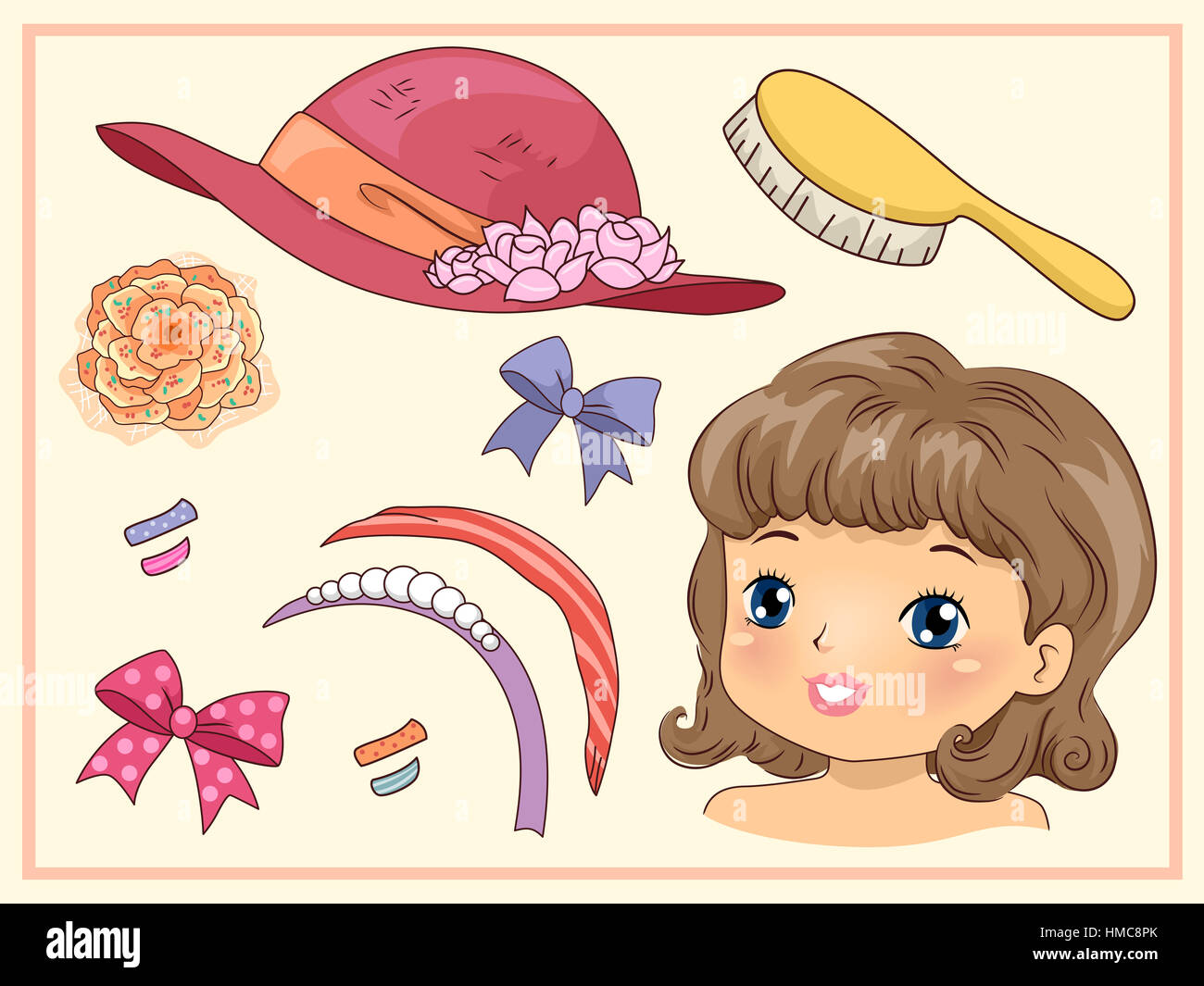 Illustration of a Paper Doll Pack Featuring a Girl with Vintage ...
