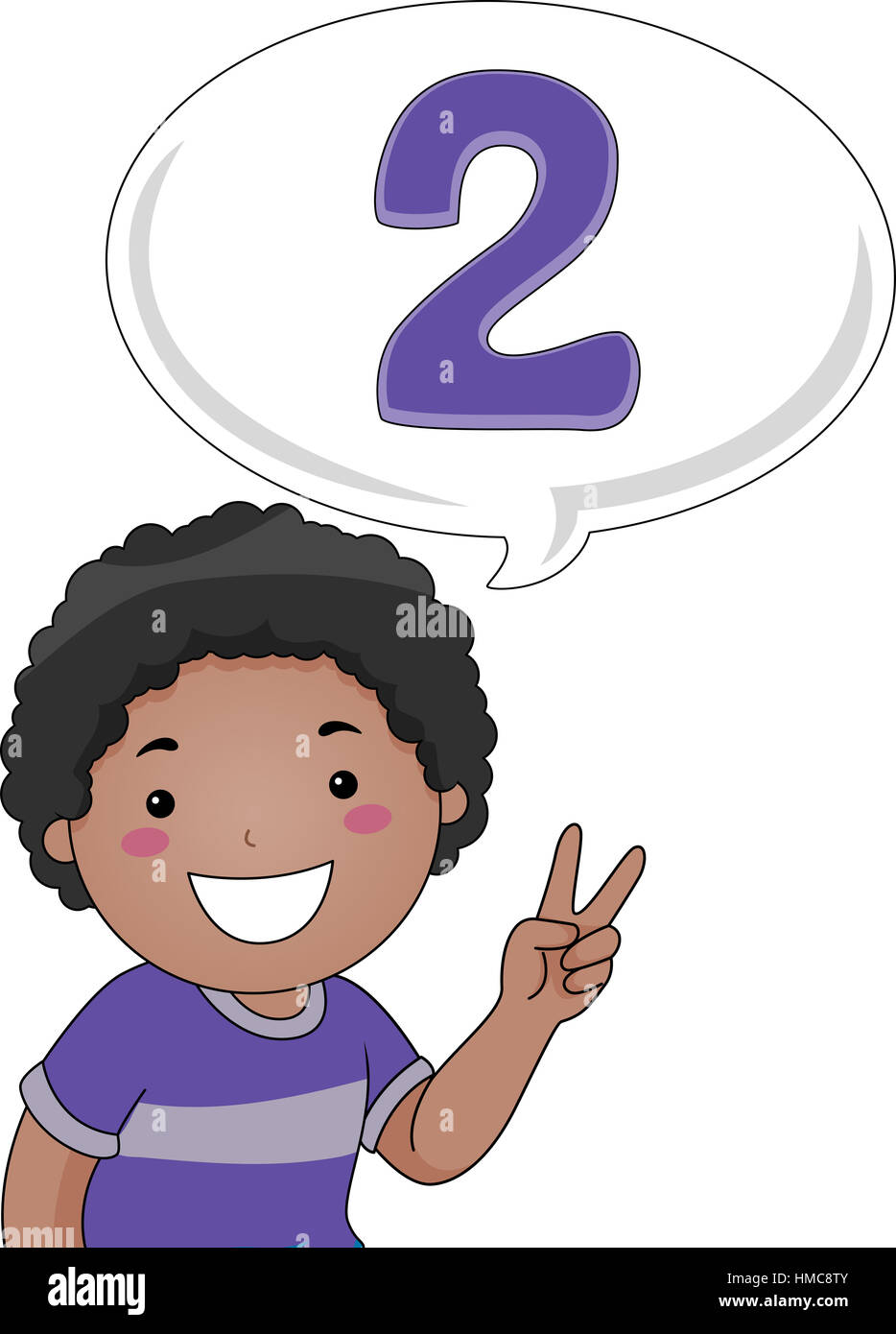 Illustration of a Little Boy Gesturing the Number 2 Stock Photo - Alamy