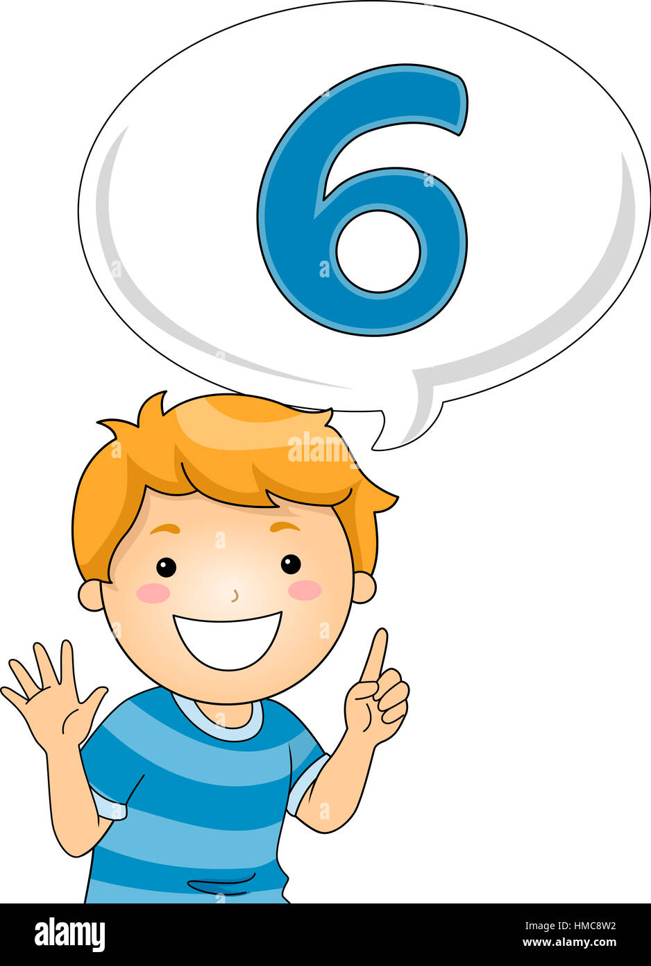 Illustration of a Little Boy Gesturing the Number Six Stock Photo - Alamy