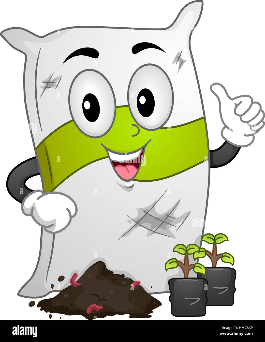 Mascot Illustration of a Fertilizer Sack Standing in Front of Seedlings ...