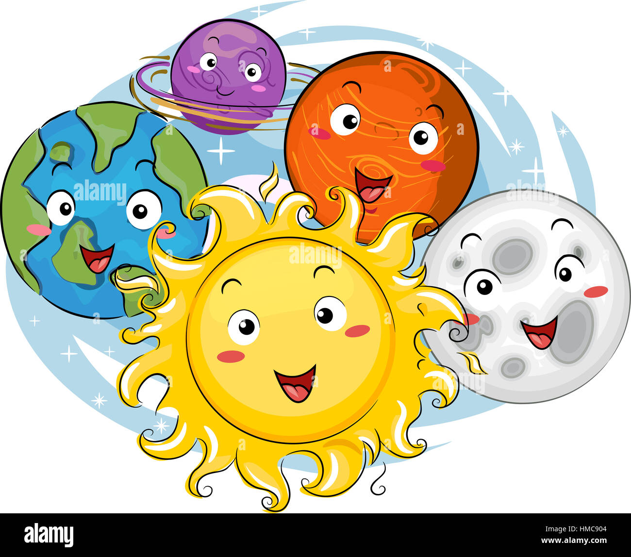 Mascot Illustration of the Sun Surrounded by the Planets of the Solar ...