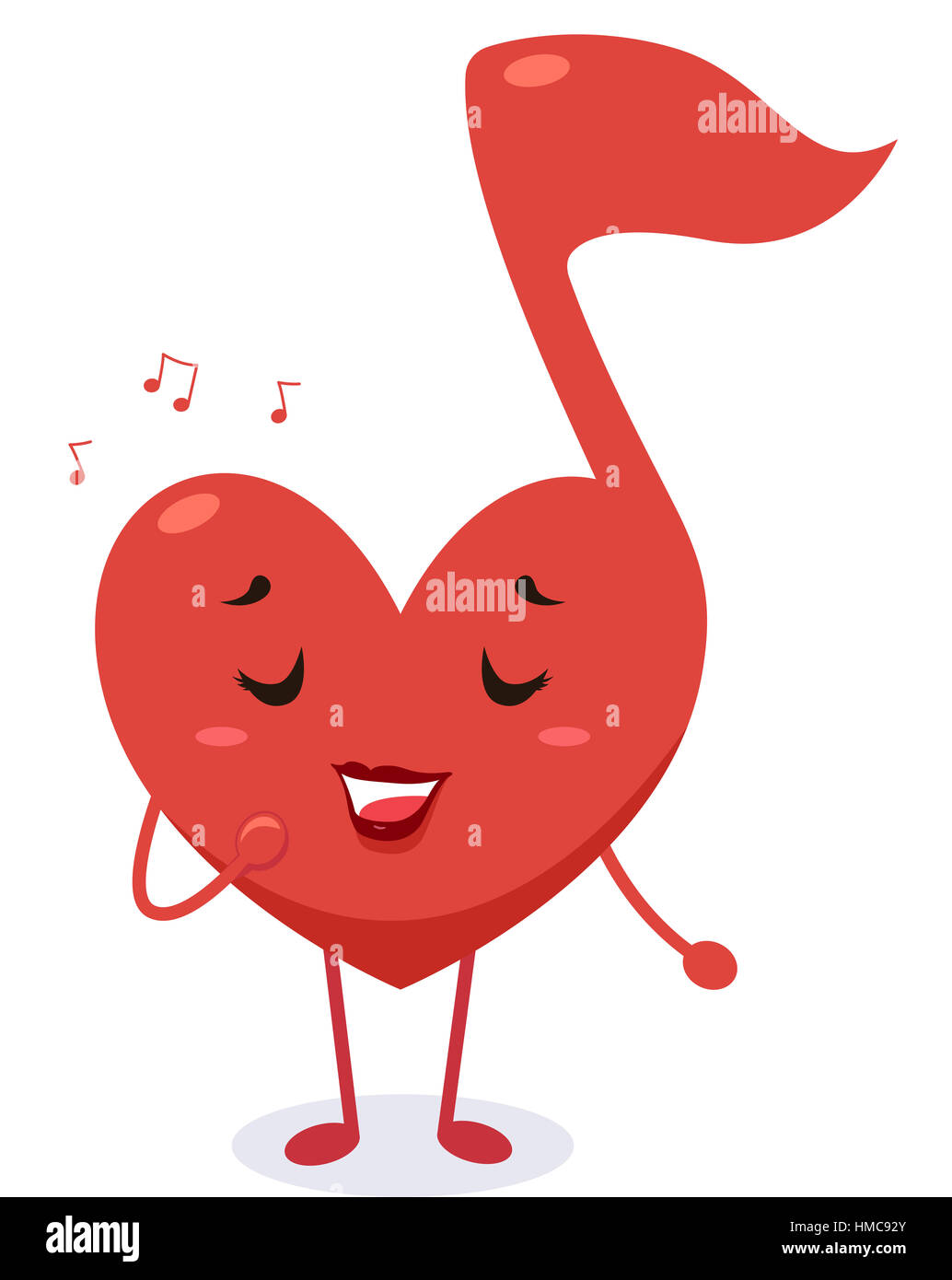 Mascot Illustration of a Heart Shaped Musical Note Singing a Love Song ...
