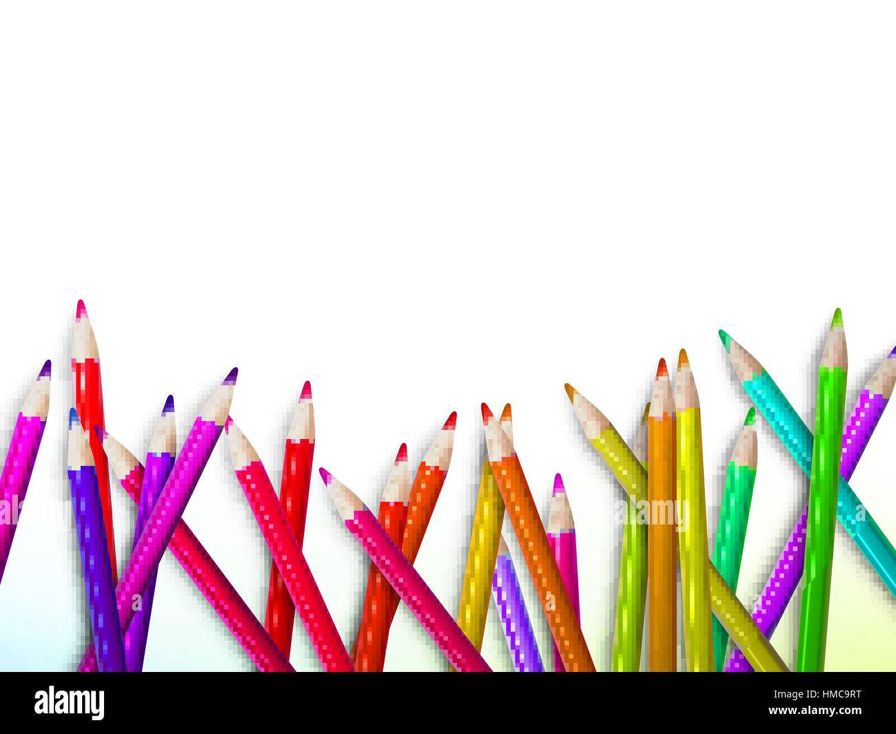 Colorful pencil crayons on a white background, Back to school. plus ...