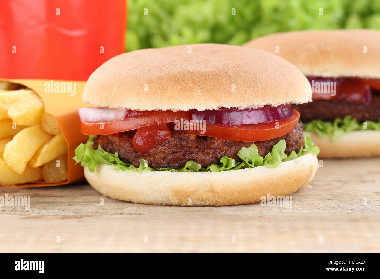 Hamburger and fries menu meal combo cola drink Stock Photo - Alamy