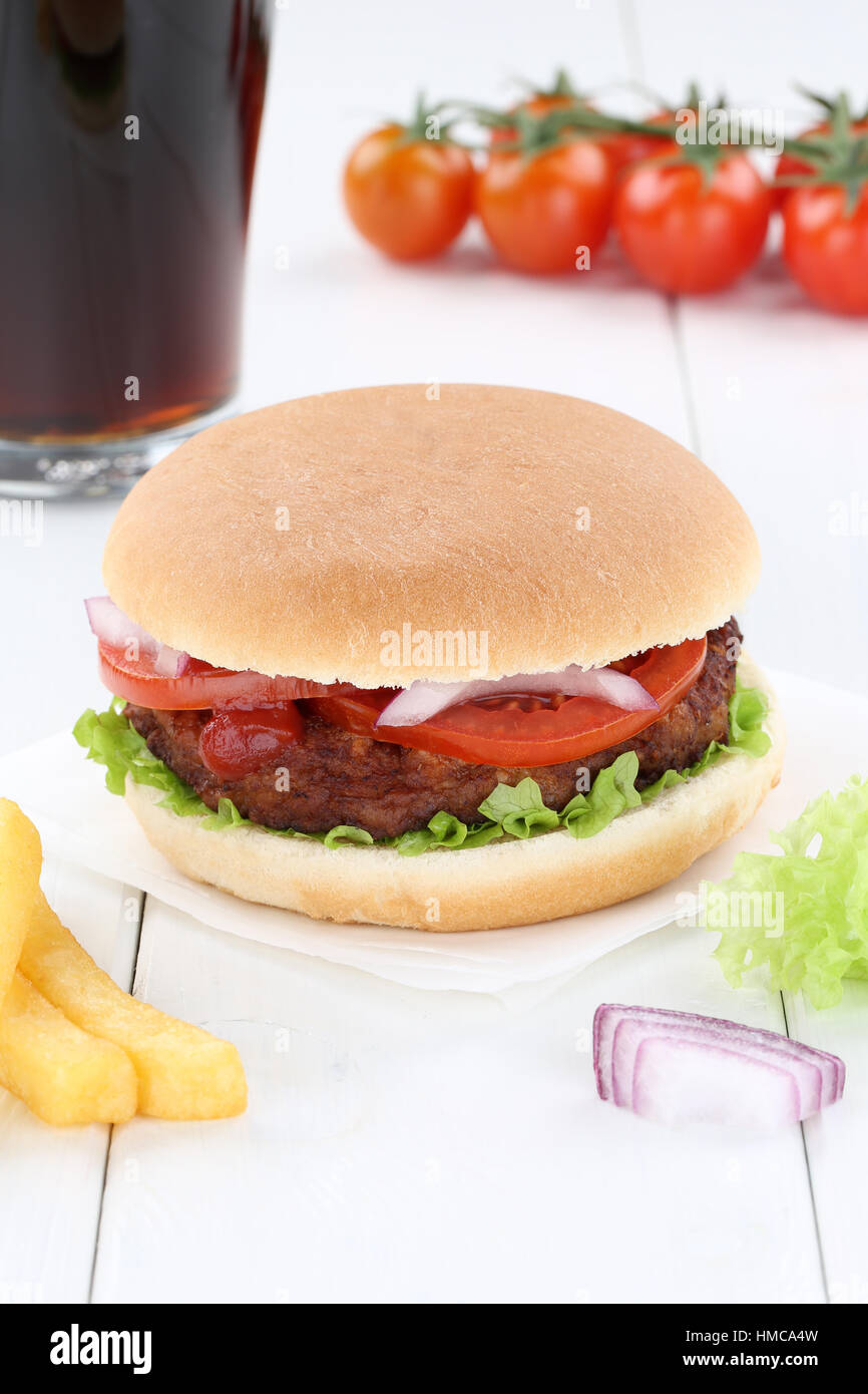 Hamburger menu meal combo cola drink fast food Stock Photo - Alamy