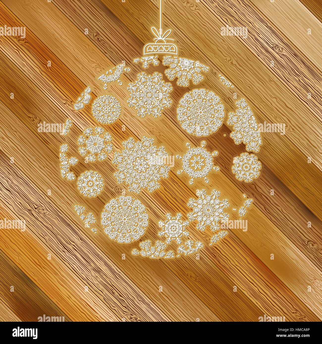 Christmas wood background with ball. + EPS8 vector file Stock Vector ...