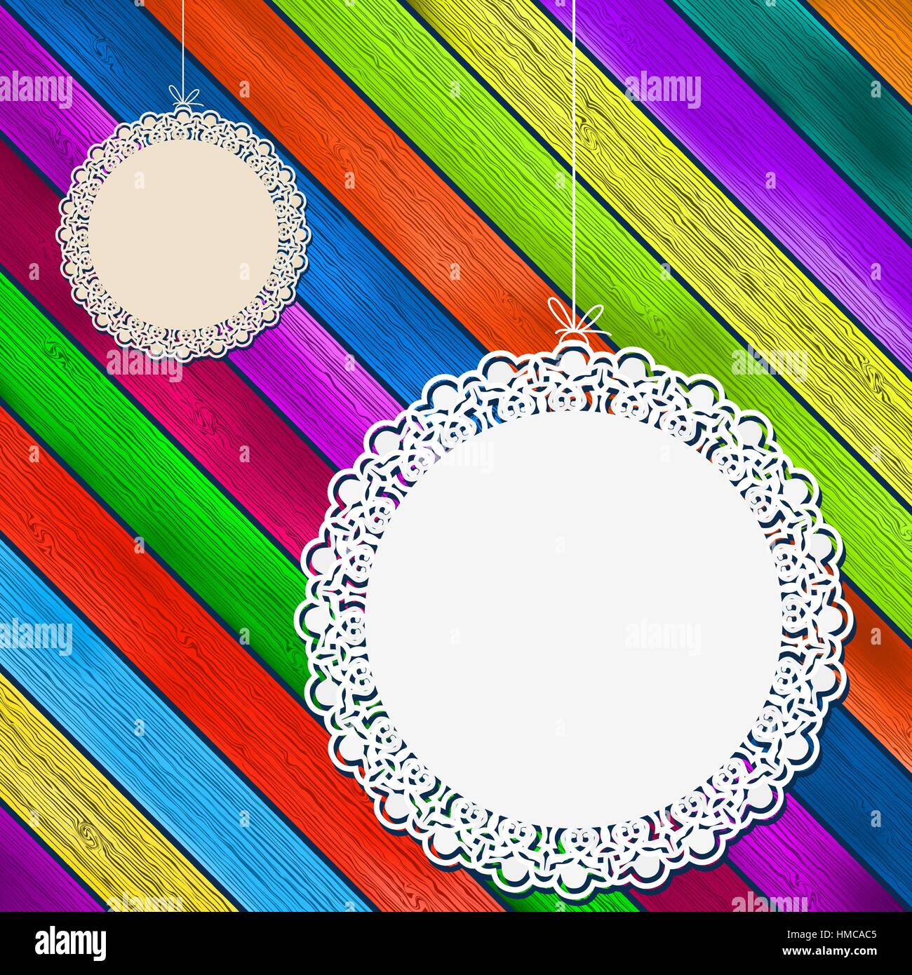 Lace frame on colorful wooden background. + EPS8 vector file Stock ...