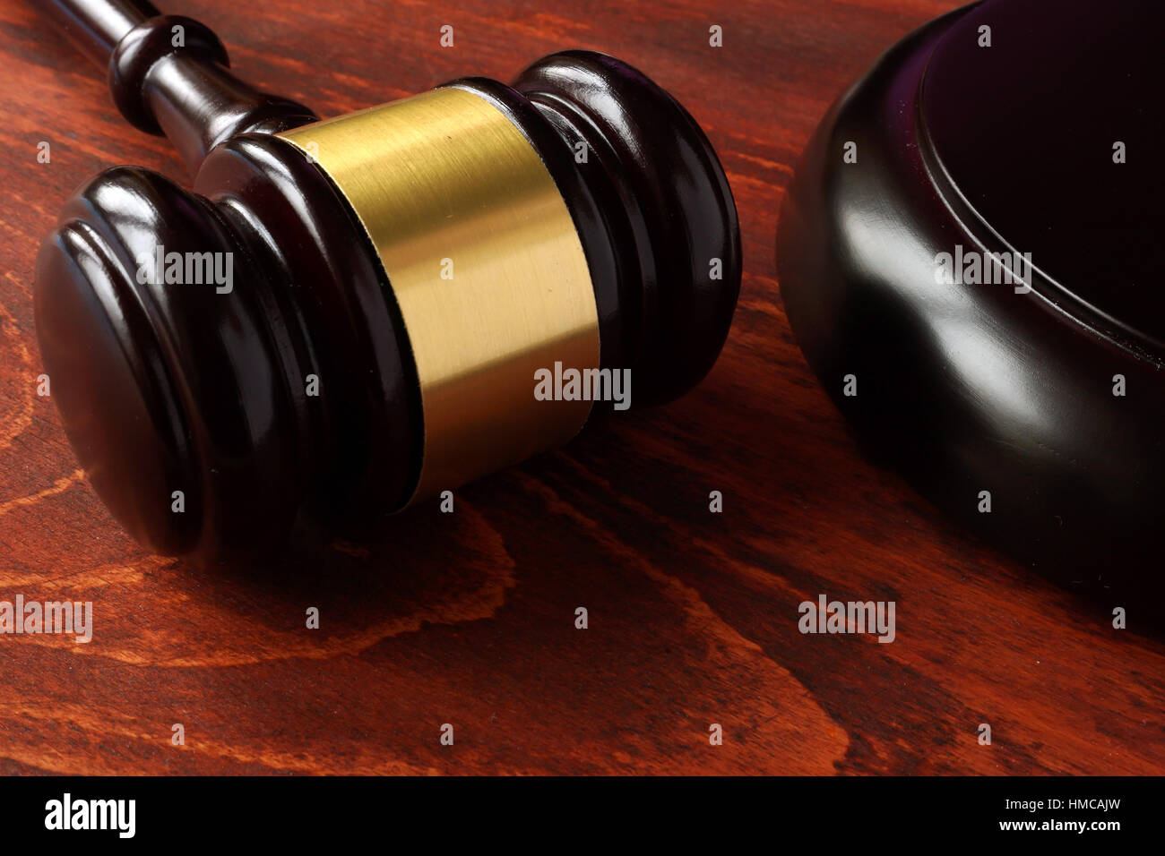 Justice hammer on a wooden surface. Judgement concept Stock Photo - Alamy