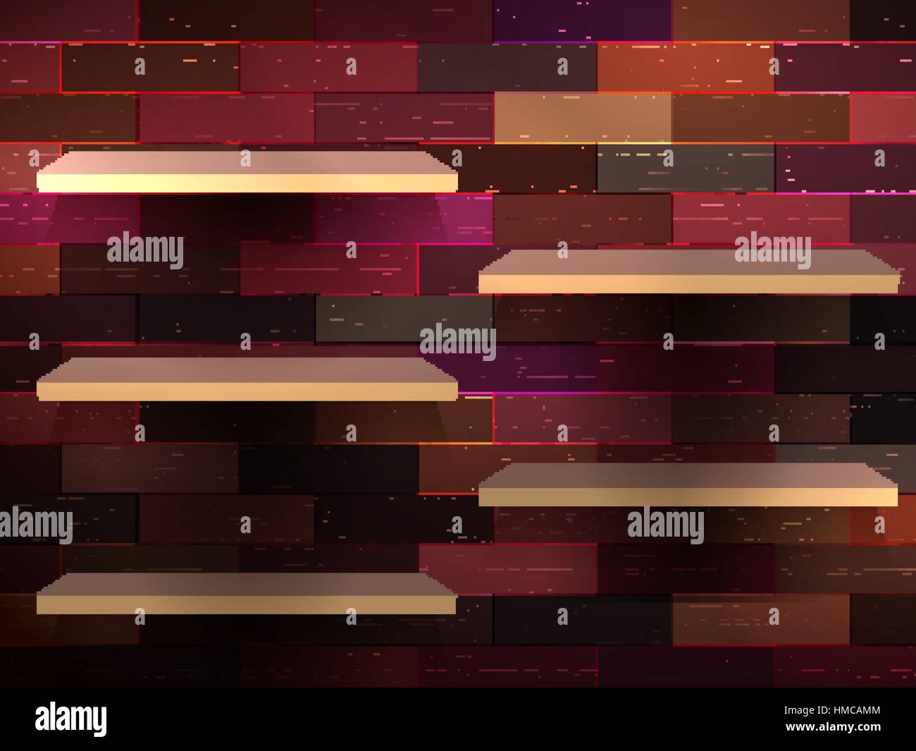 Empty shelf for exhibit on color wood background. EPS 10 vector Stock ...