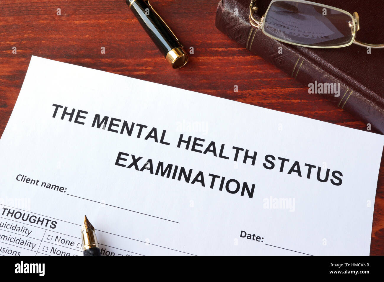 The mental health status examination (MSE) form on a surface Stock ...