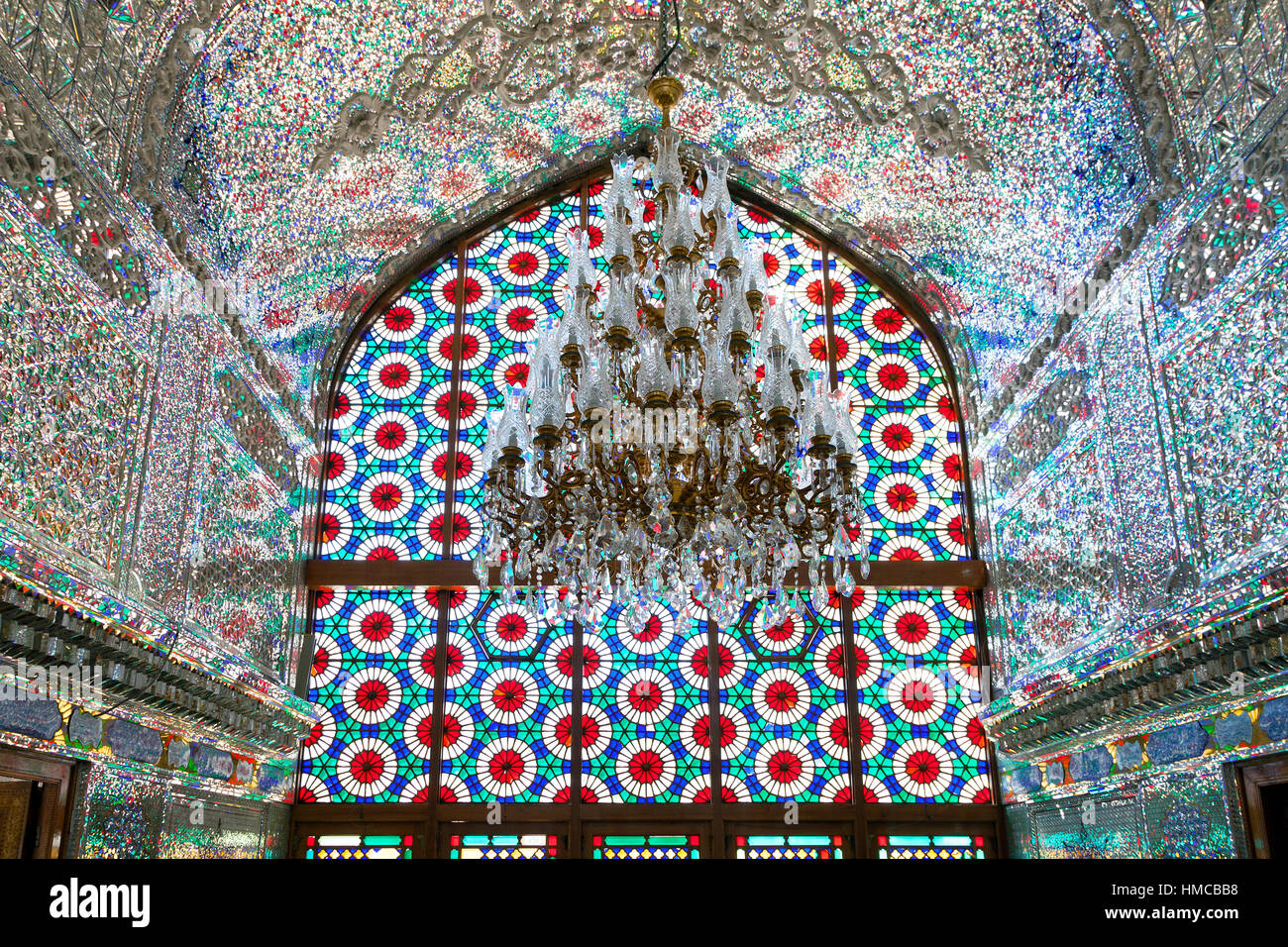 Decorated interior of Shah Cheragh shrine, Iran Stock Photo - Alamy