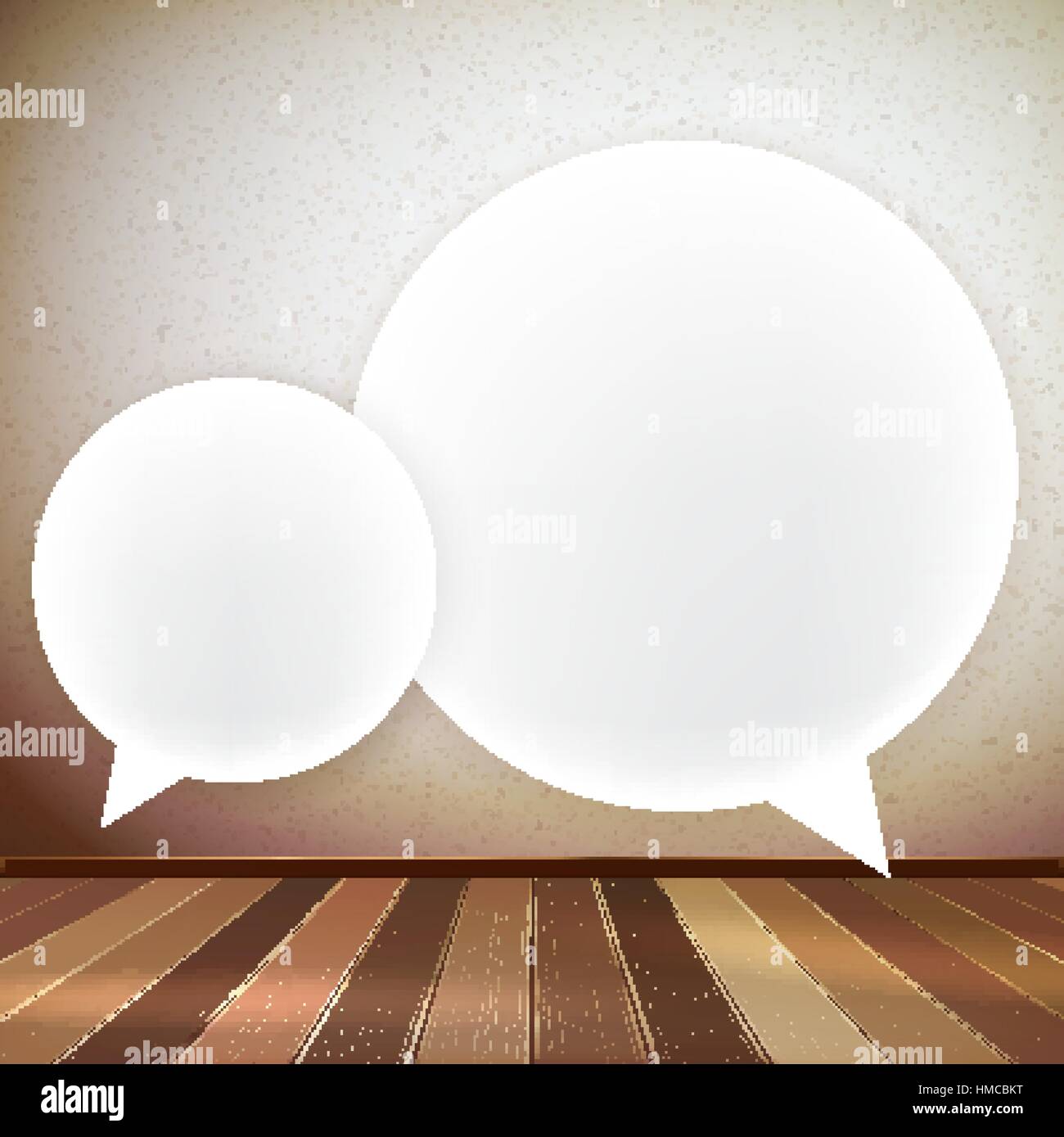 Wooden background with speech bubbles. EPS 10 vector Stock Vector Image ...