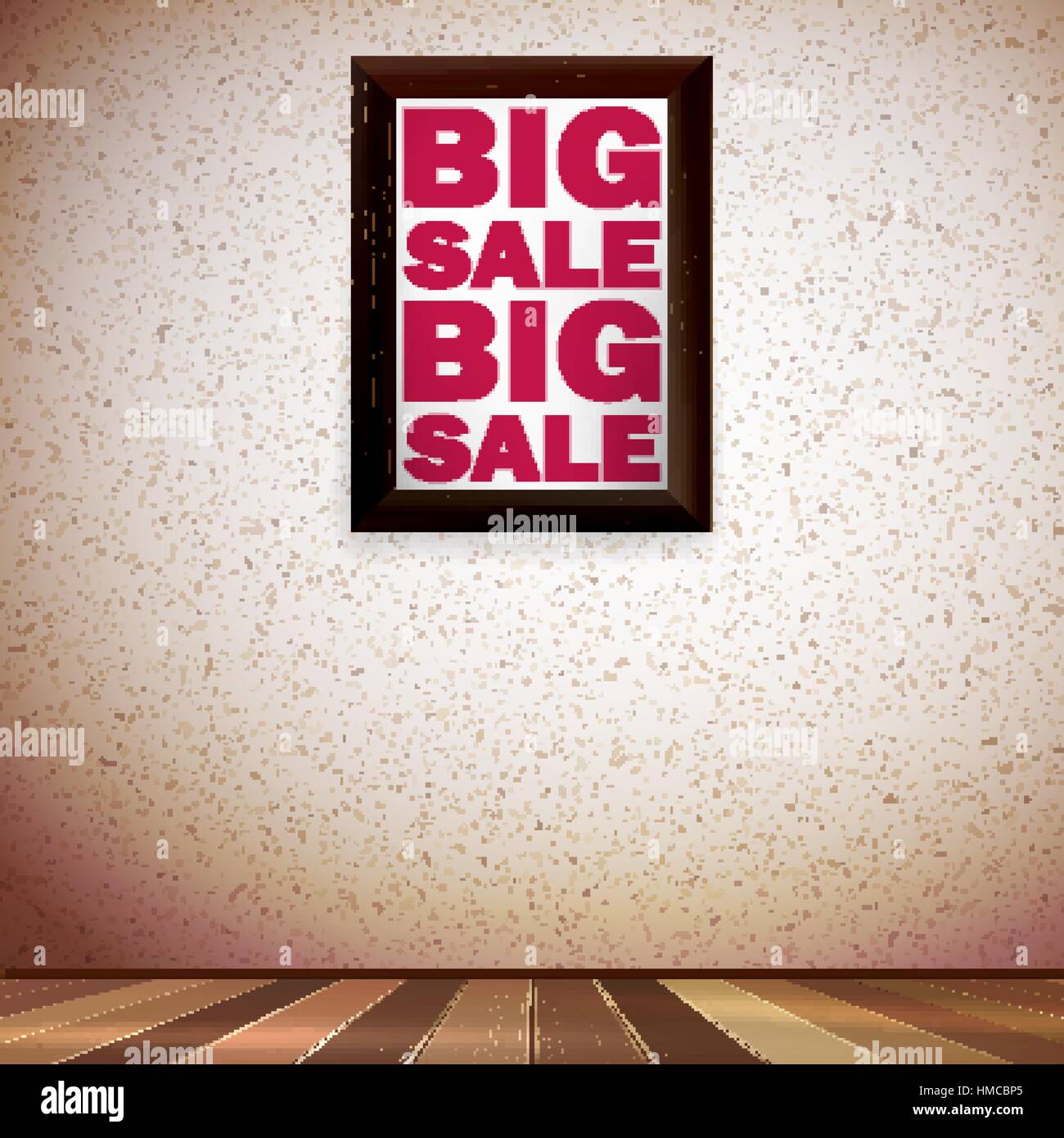 Beige wall wooden floor with Big sale frame. EPS 10 Stock Vector Image ...