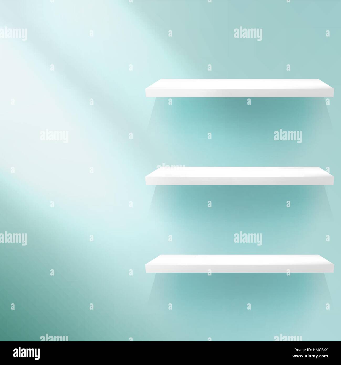 Detailed illustration of shelves on blue background. EPS 10 Stock ...