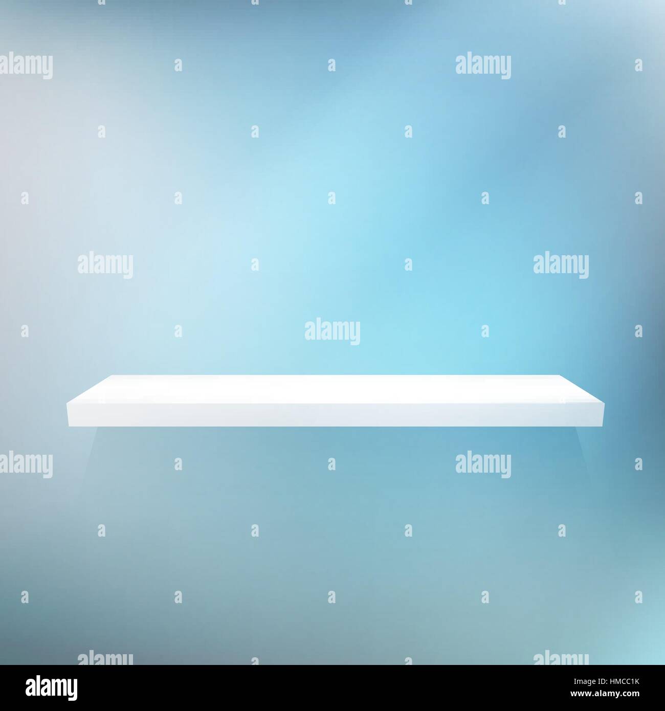 Detailed illustration of white shelves with light from the top. EPS 10 ...