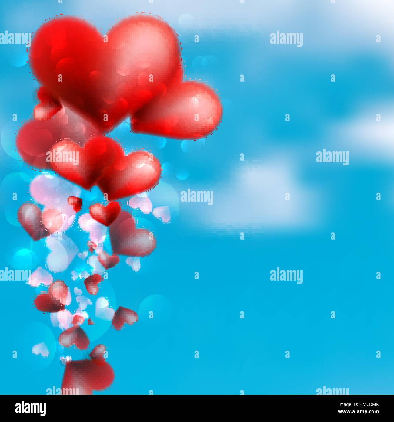 Red heart floating in the sky. + EPS10 vector file Stock Vector Image ...
