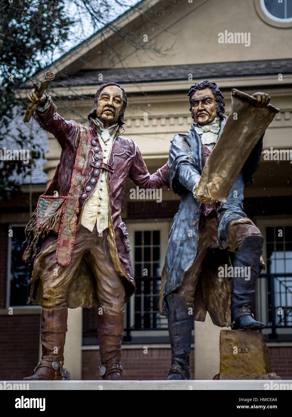 Sculpture is a representation of two of the fathers of The Republic of ...