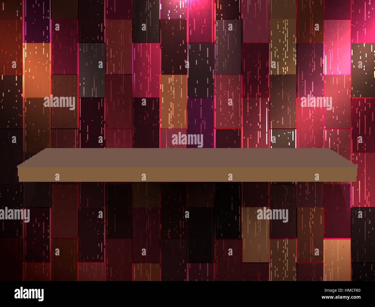 Empty shelf for exhibit on color wood background. EPS 10 vector Stock ...